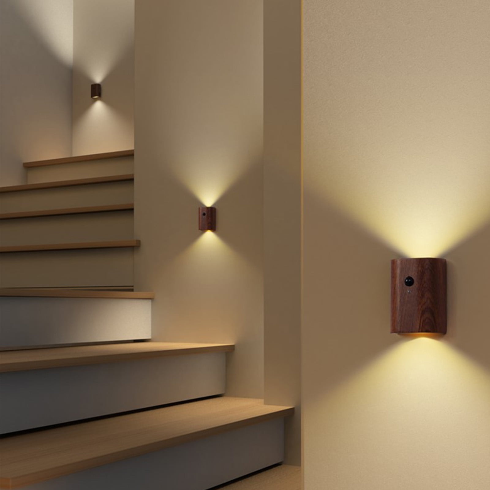 TaTaai 1Pcs Wooden Motion Sensor Step Lights Indoor, Intelligent Wall ...