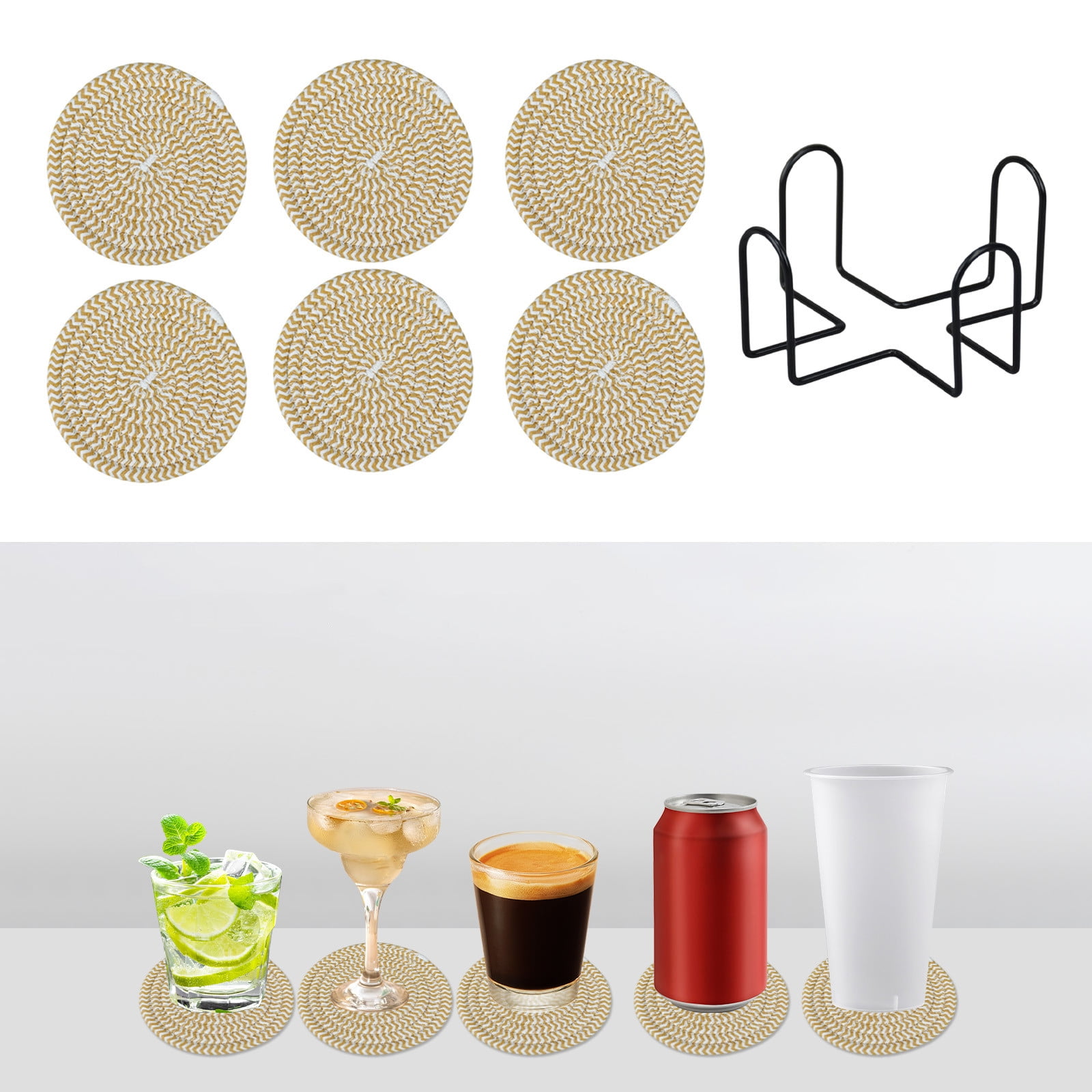 TaTaai 24Pcs Round Placemats With Storage Holders, Cotton Rope Woven ...