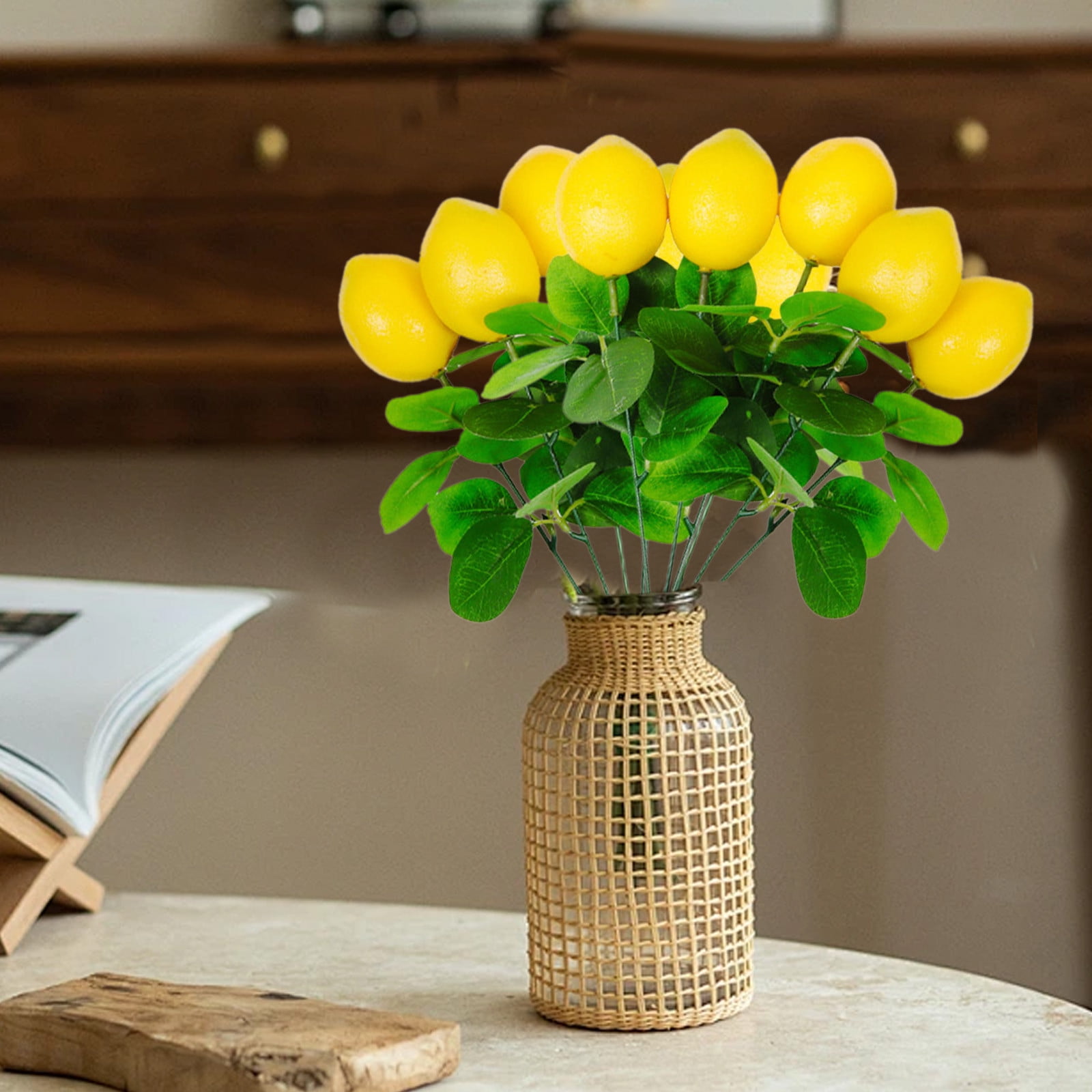TaTaai 2Pcs Artificial Lemon Branches, Yellow Fake Lemons Decorations ...