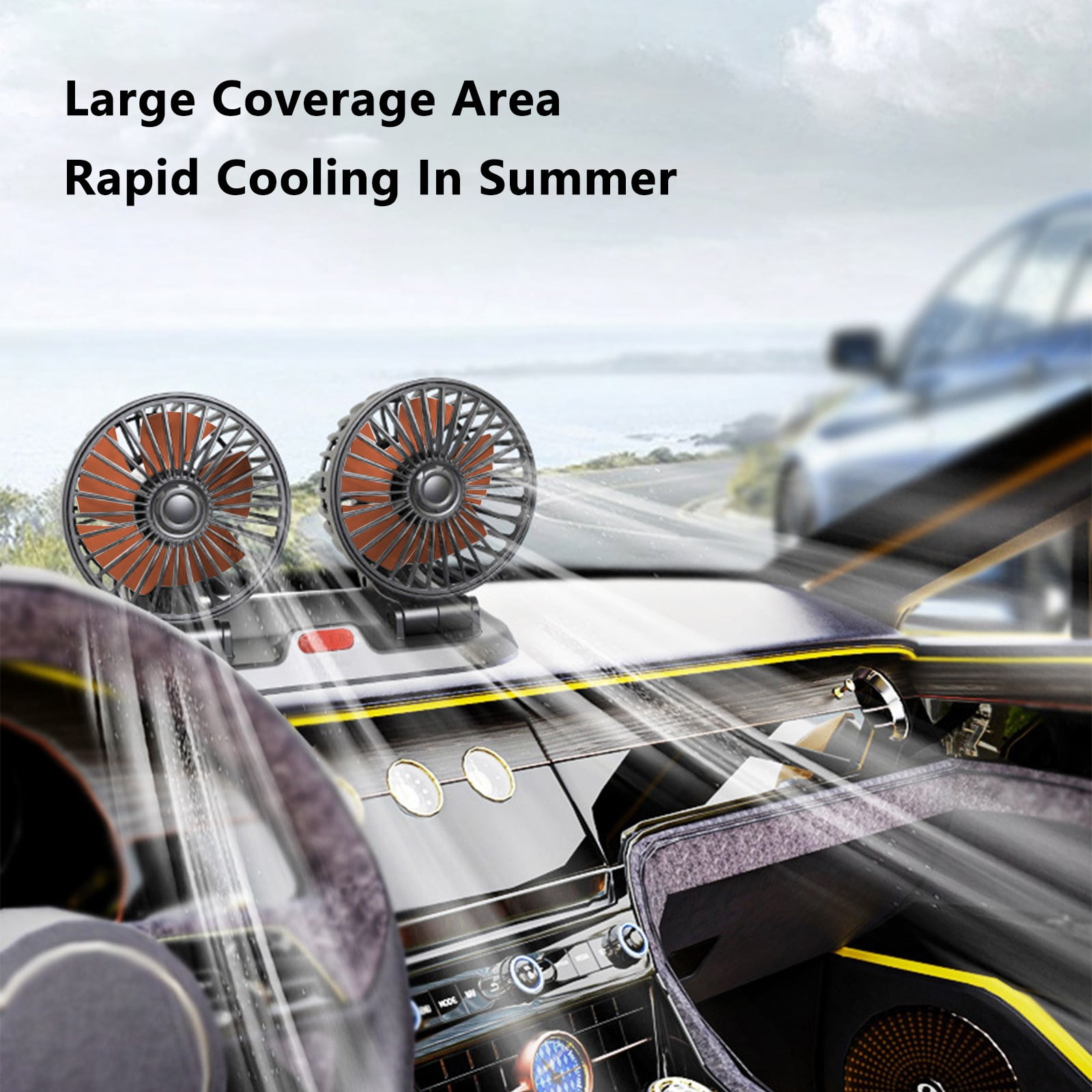 TaTaai Clearance 2Pcs Car Fan Portable Dual Head Electric Vehicle ...