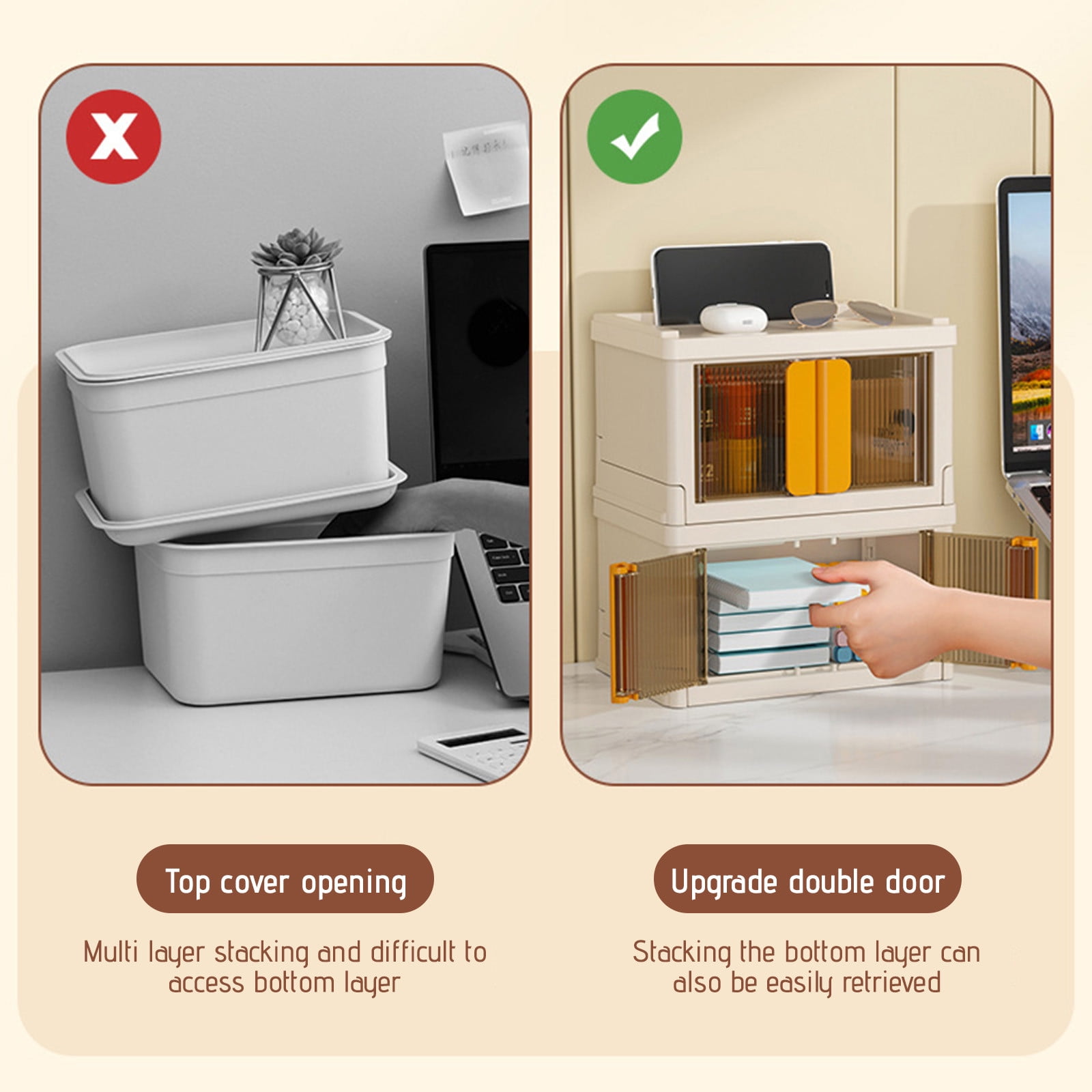 TaTaai Clearance 2Pcs Stackable Storage Bins With Lids, Collapsible ...