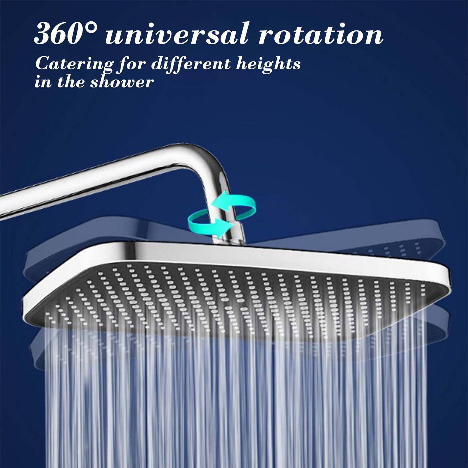 TaTaai 3Pcs Pressurized Top Spray Rain Shower Head, Large Rectangular ...