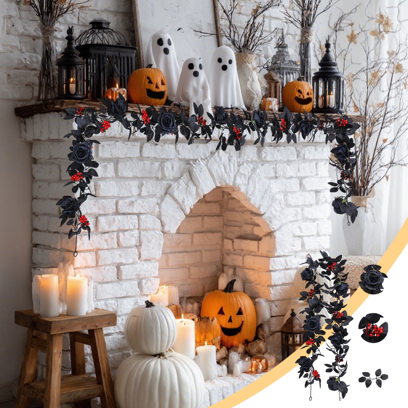 TaTaai 4Pcs Artificial Flower Garland, Artificial Black Rose Vine for ...