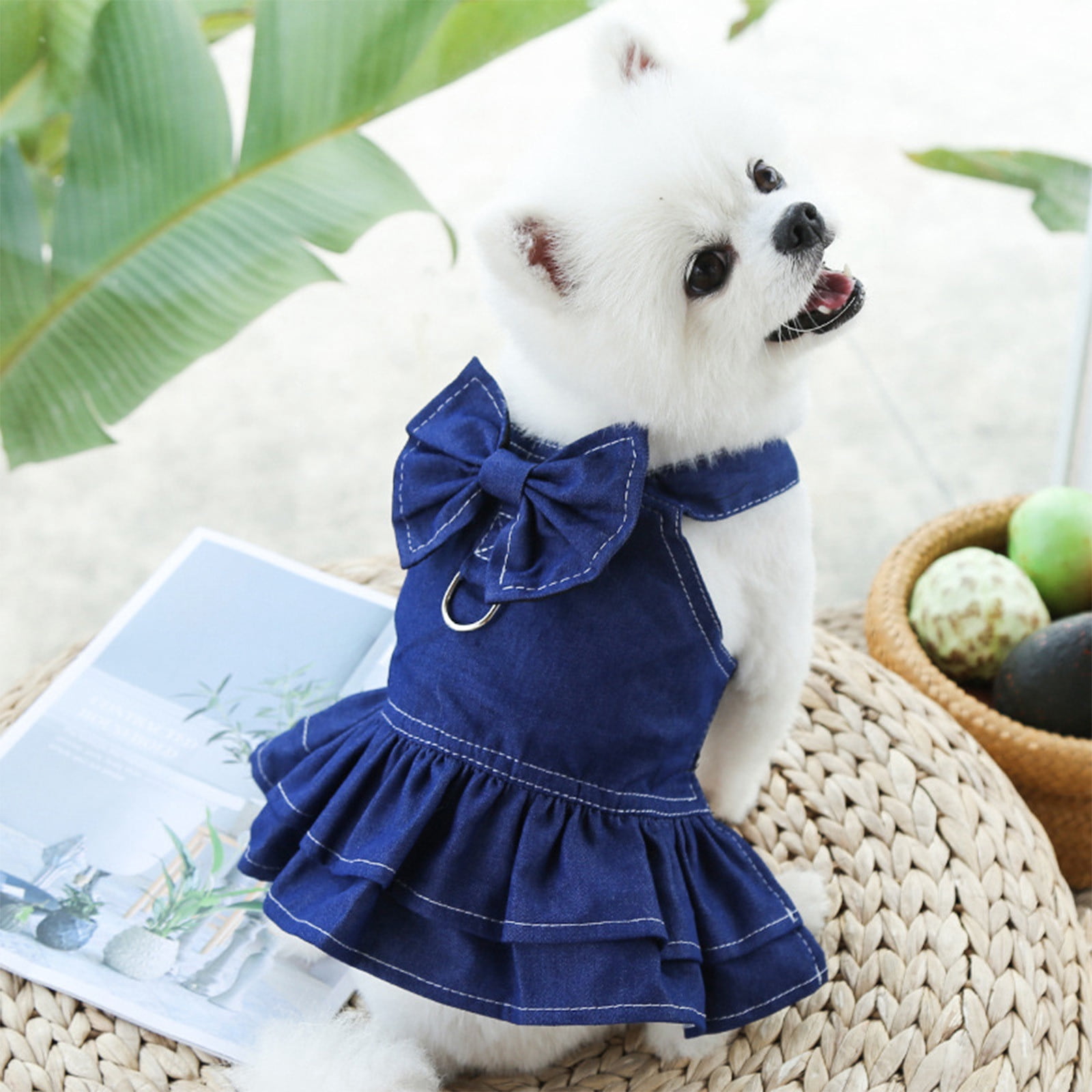 TaTaai 4Pcs Denim Dog Dresses for Small Dogs Puppy Girl Clothes with ...