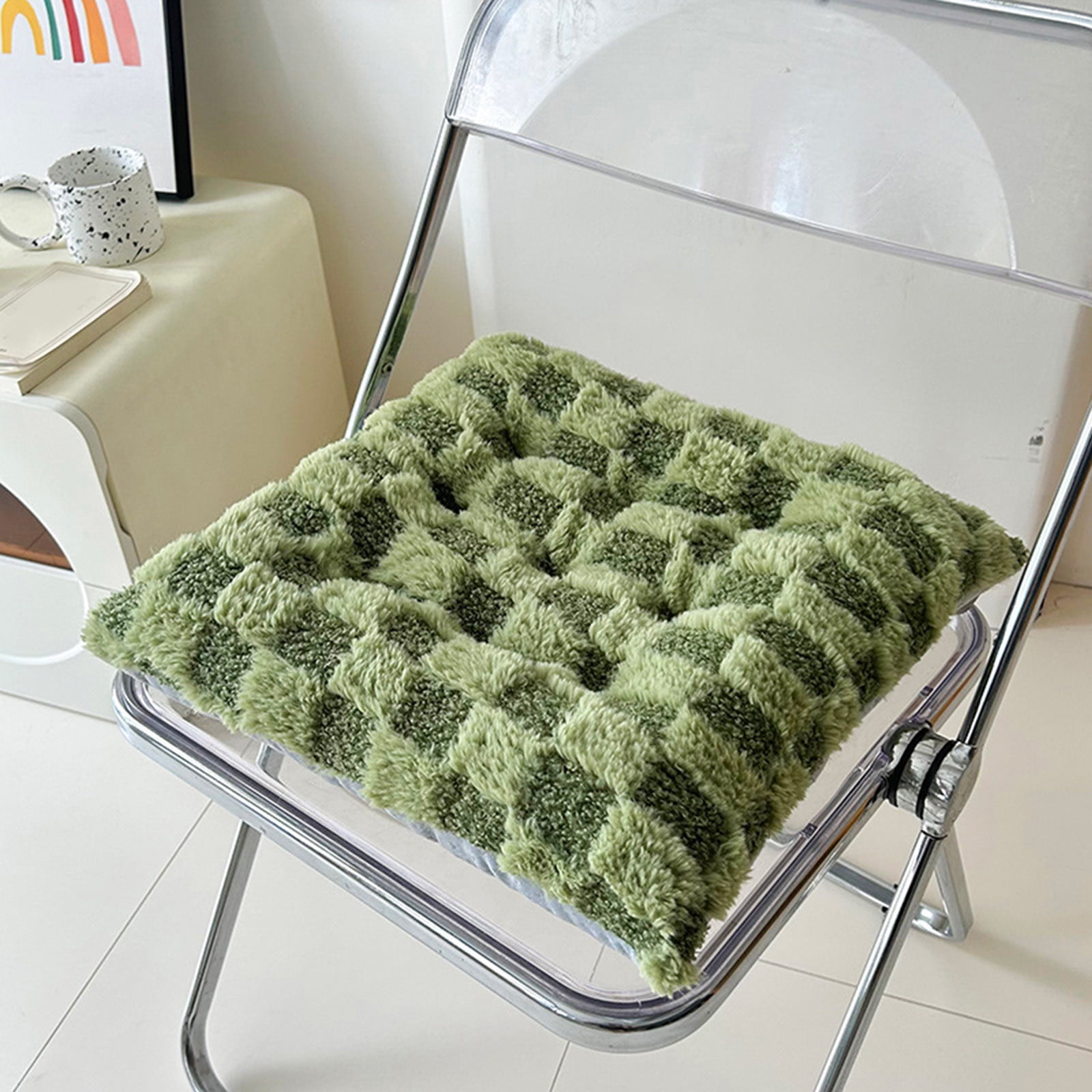 TaTaai Clearance 4Pcs Plush Checkered Square Seat Cushion Chair Pads ...