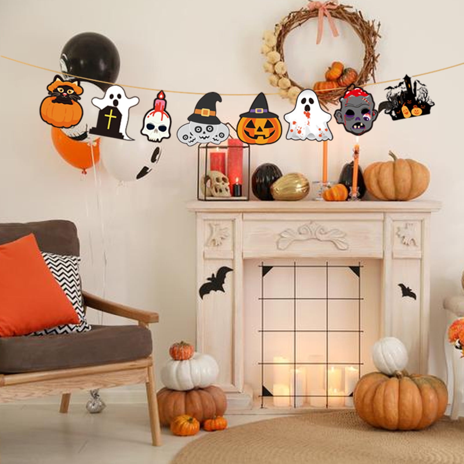 TaTaai Clearance 4Pcs Vintage Halloween Hanging Banner Decoration ...