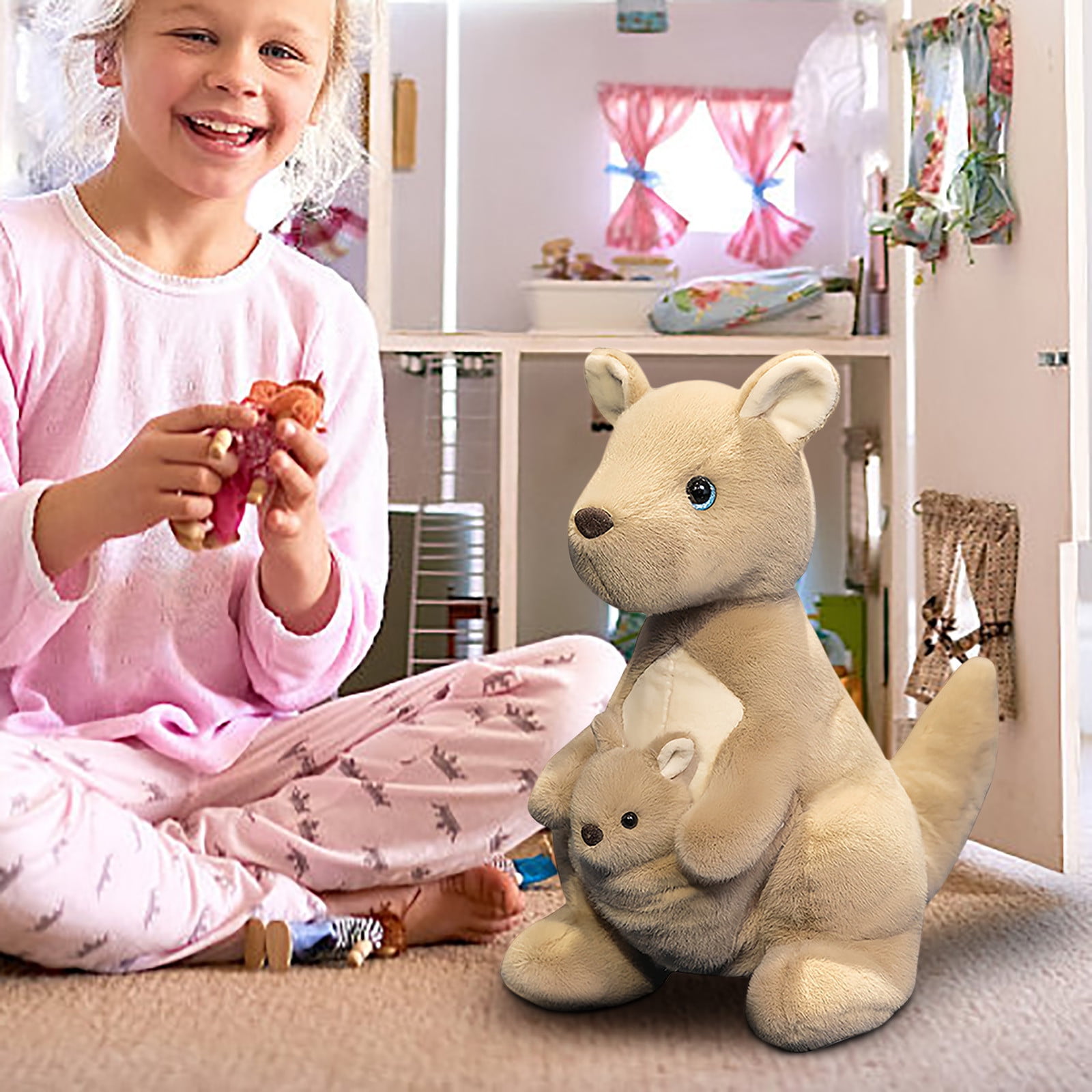 TaTaai Kangaroo Mother and Baby Plush Toy Set Realistic Soft Stuffed ...