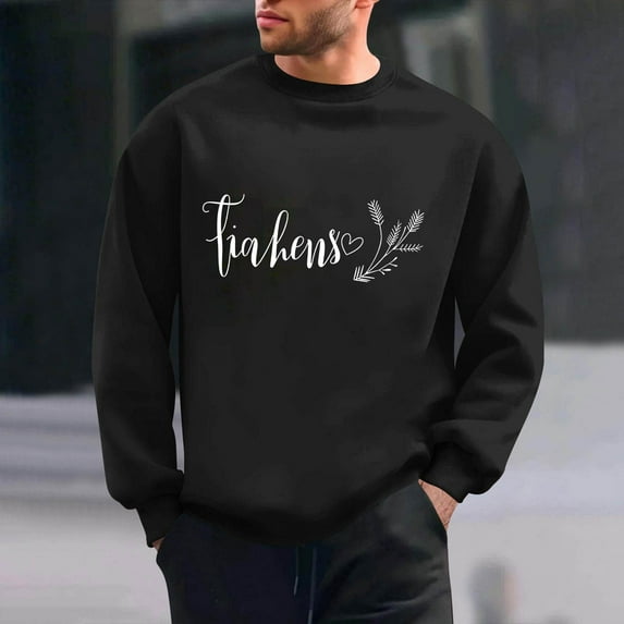 TaTaai Men's Valentine Heart Print Long Sleeve Round Neck Pullover ...