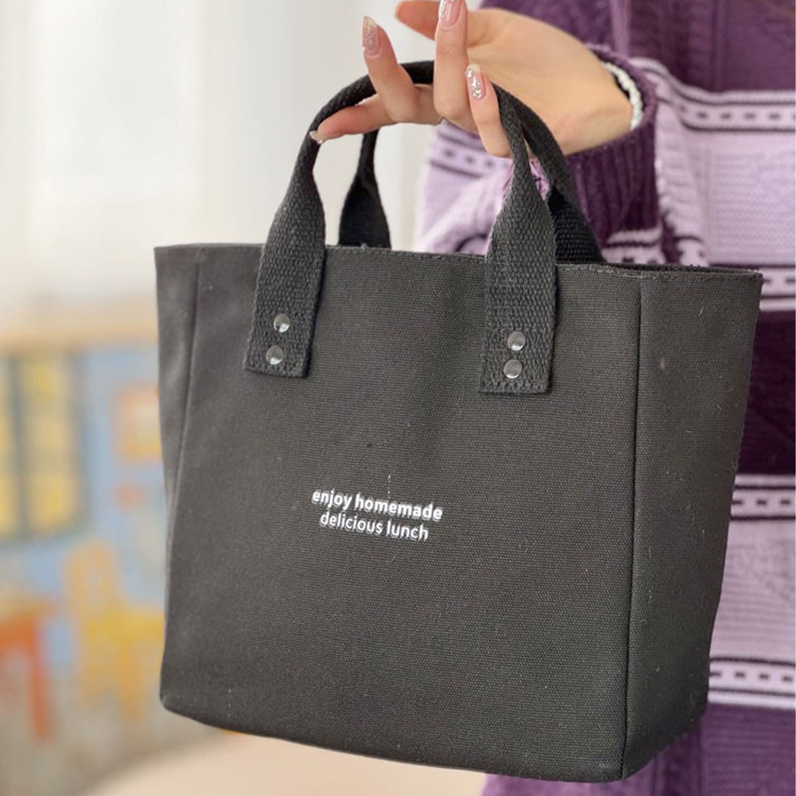 TaTaai Open Top Canvas Tote Bag Long Handle Camping Gear Storage Case ...