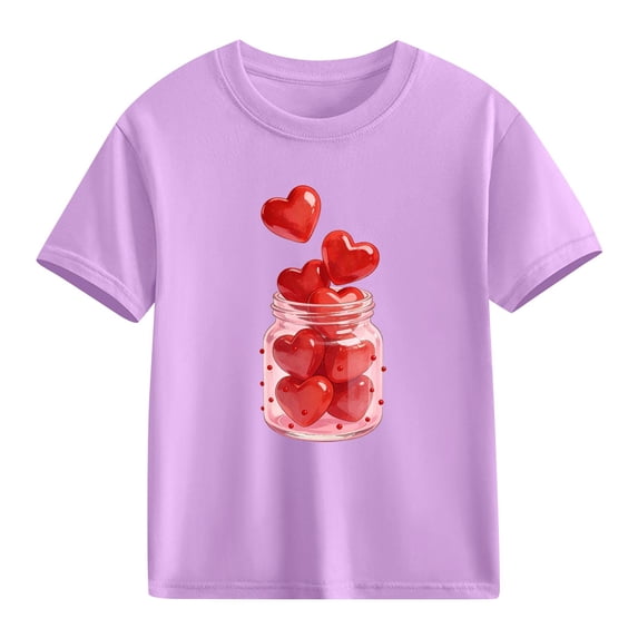 TaTaai School Season Cute Print Short Sleeve T-Shirt, Valentine's Day ...