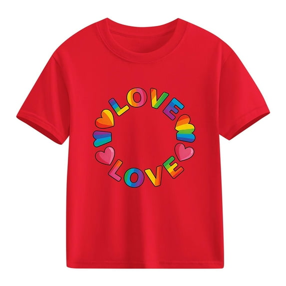 TaTaai School Season Cute Print Short Sleeve T-Shirt, Valentine's Day ...