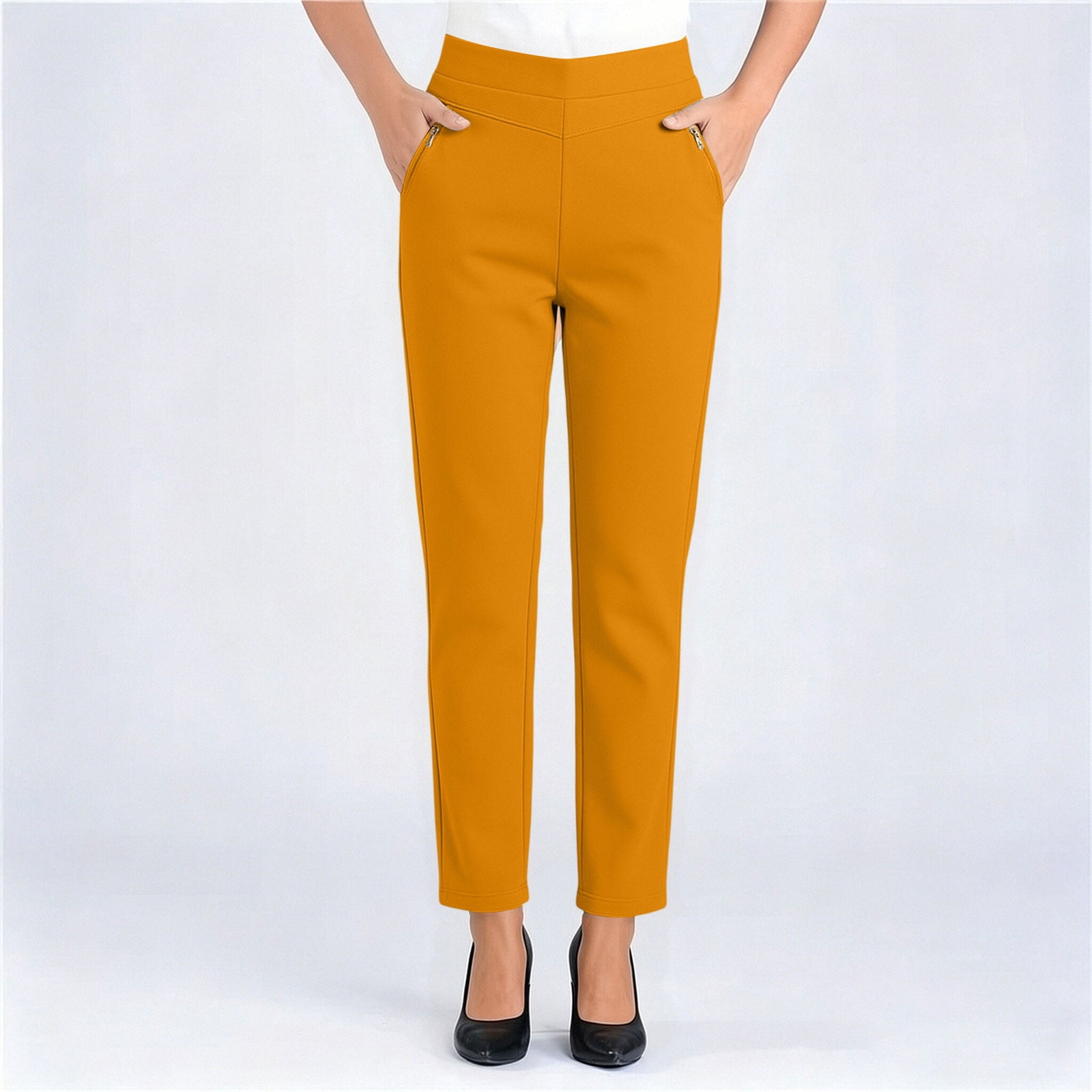TaTaai Womens Solid Color Loose Fitting Straight Leg Pants With Pockets ...