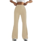 TaTaai Womens Solid Color Tight Fitting Hip Shaping Flared Pants High ...