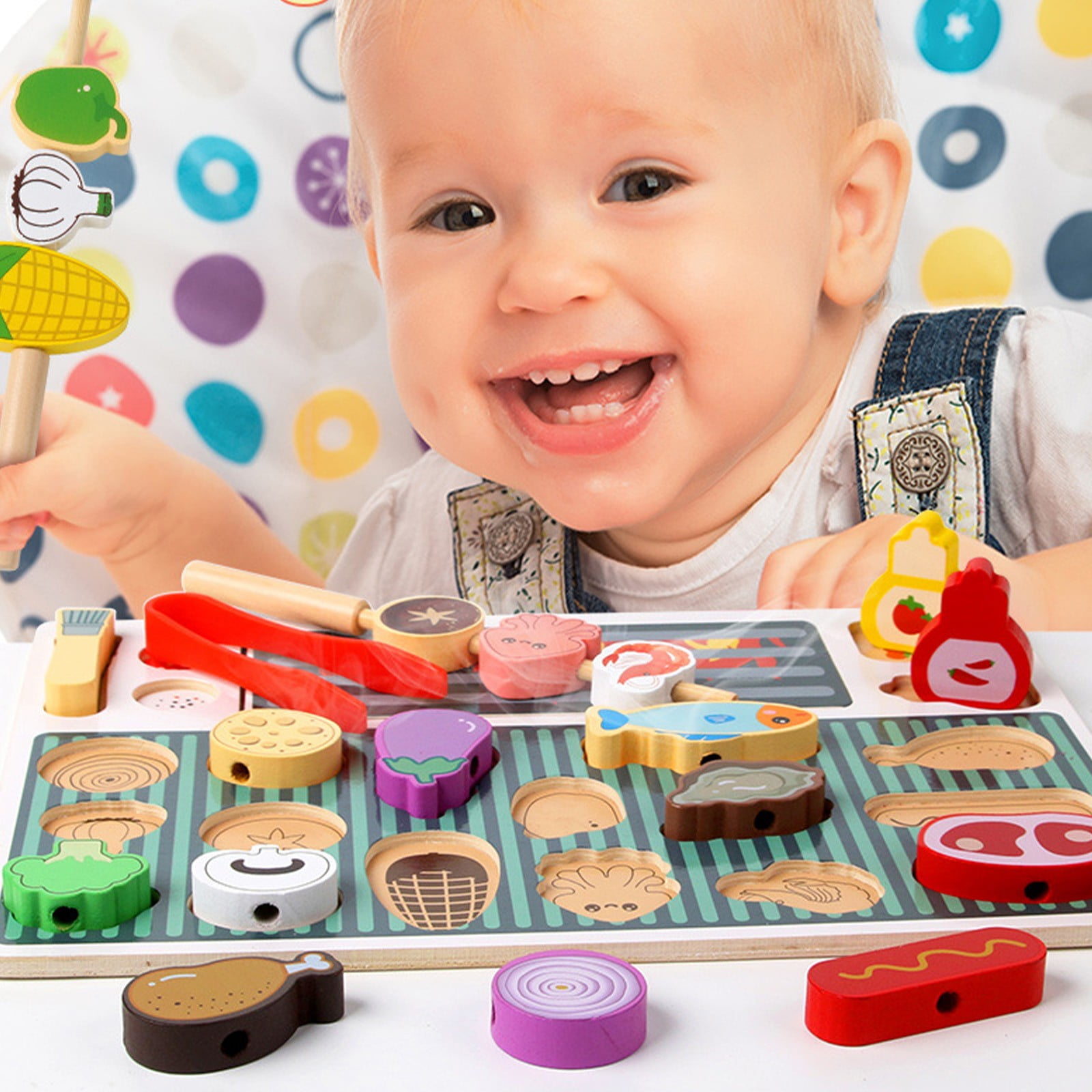 TaTaai Wooden BBQ Grill Playset for Kids 3+ with 6 Skewers Food ...