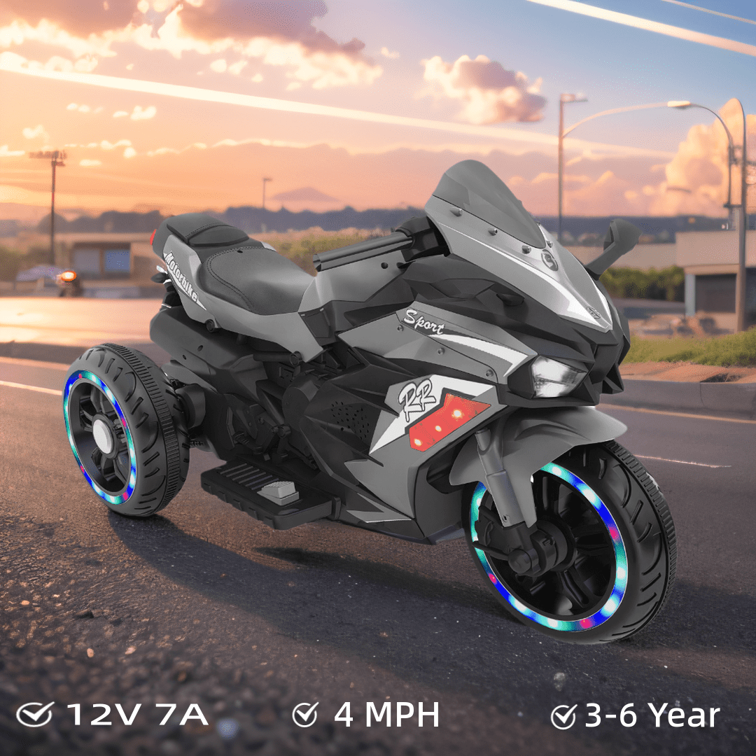 TaTee 12V Kids Motorcycle Electric Motorbike, 3 Wheels Ride on Toy w ...