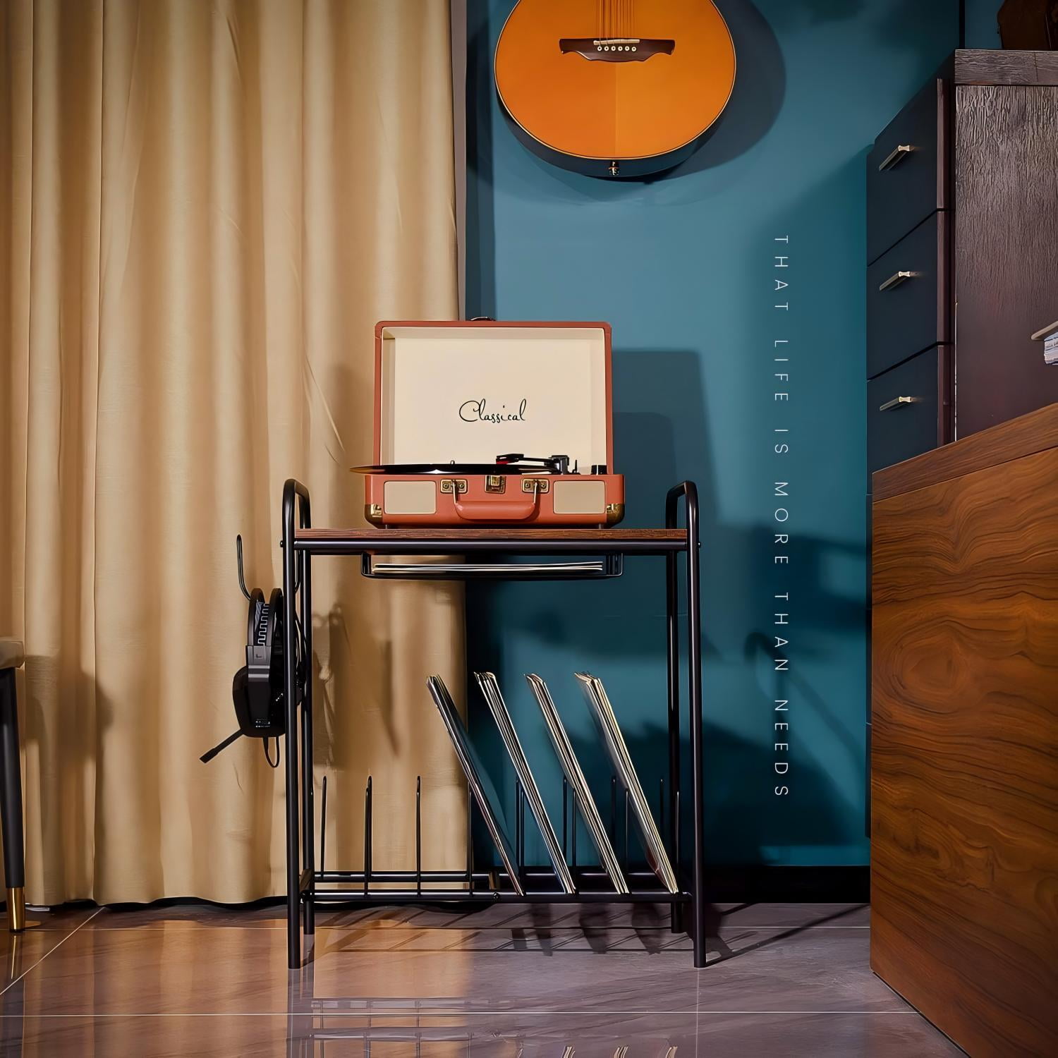 TaTee Record Player Stand with Storage Up to 80Albums, Vinyl Record ...