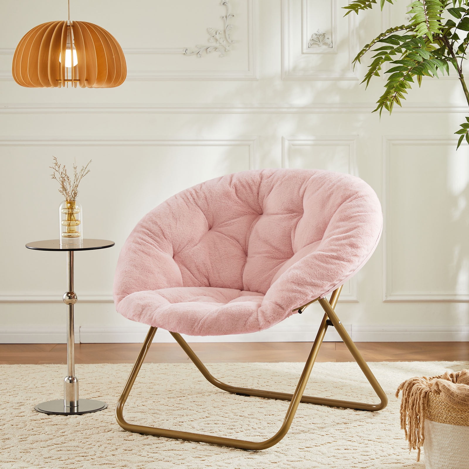 TaTee Saucer Chair, Cozy Faux Fur Accent Chair for Living Room Bedroom ...
