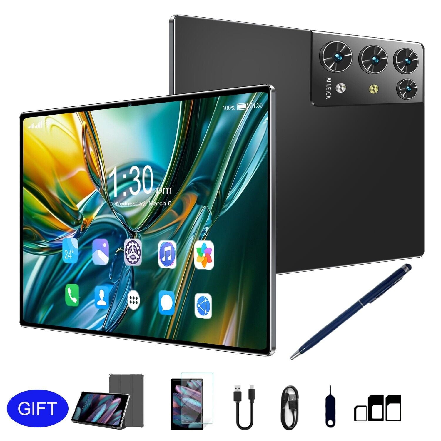 Tab Android 13 10" Tablet 16GB RAM+256GB ROM 8000mAh 8+13MP Dual Camera ...