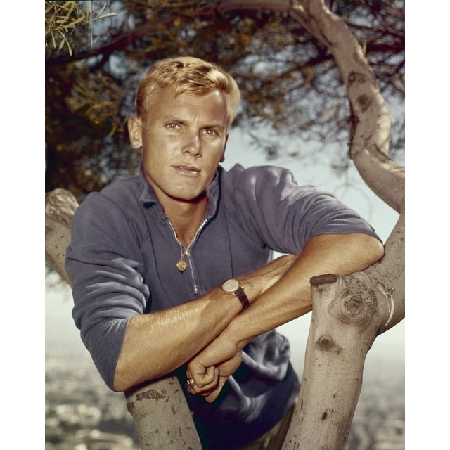Tab Hunter Handsome Pose By Tree In Zipper Outfit 24X36 Classic ...