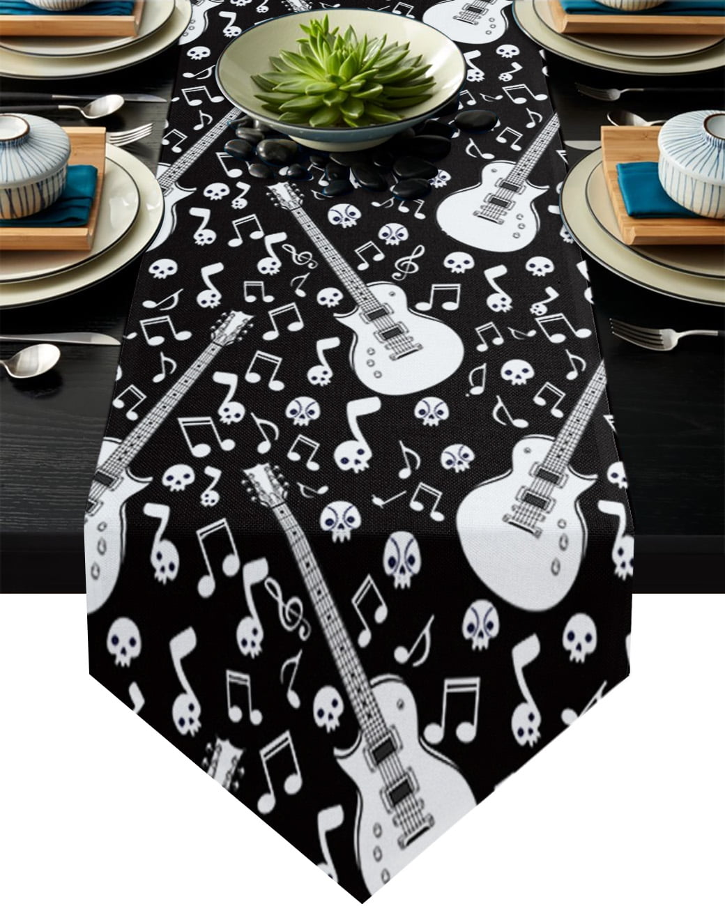 Tab Music Note Black White Table Runner Wedding ration Table Cover For ...