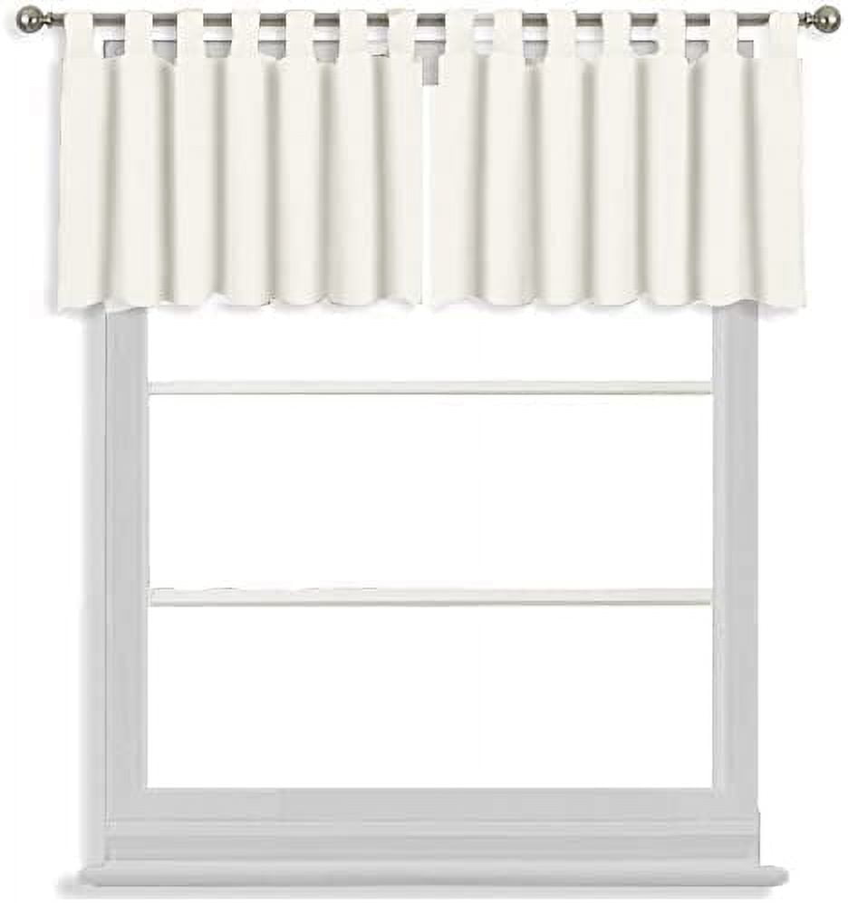 Tab Top Blackout Valance Curtains Panel Drapes White 40 Wide by 22 Long ...