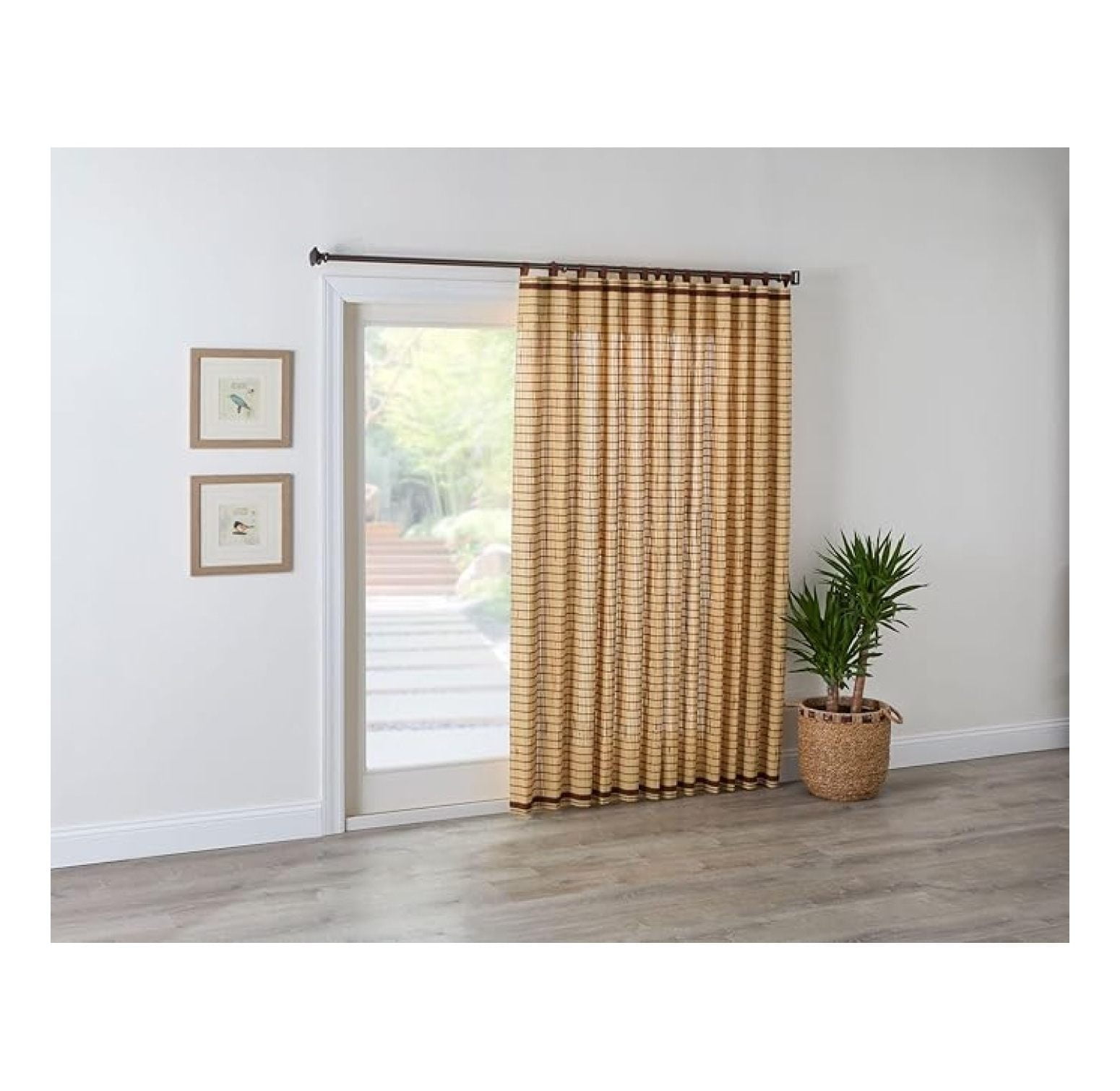Tab Top Curtain - 42x63 Inch Natural Bamboo Window Panel - Light ...
