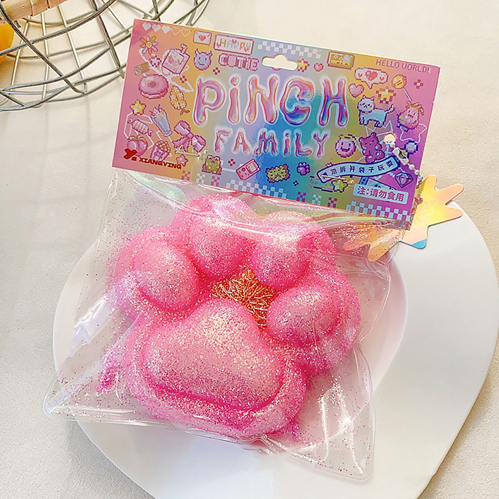 Taba Giant Squishy Cat Paw Squeeze Toys for Adults,Pink Glitter Cat ...