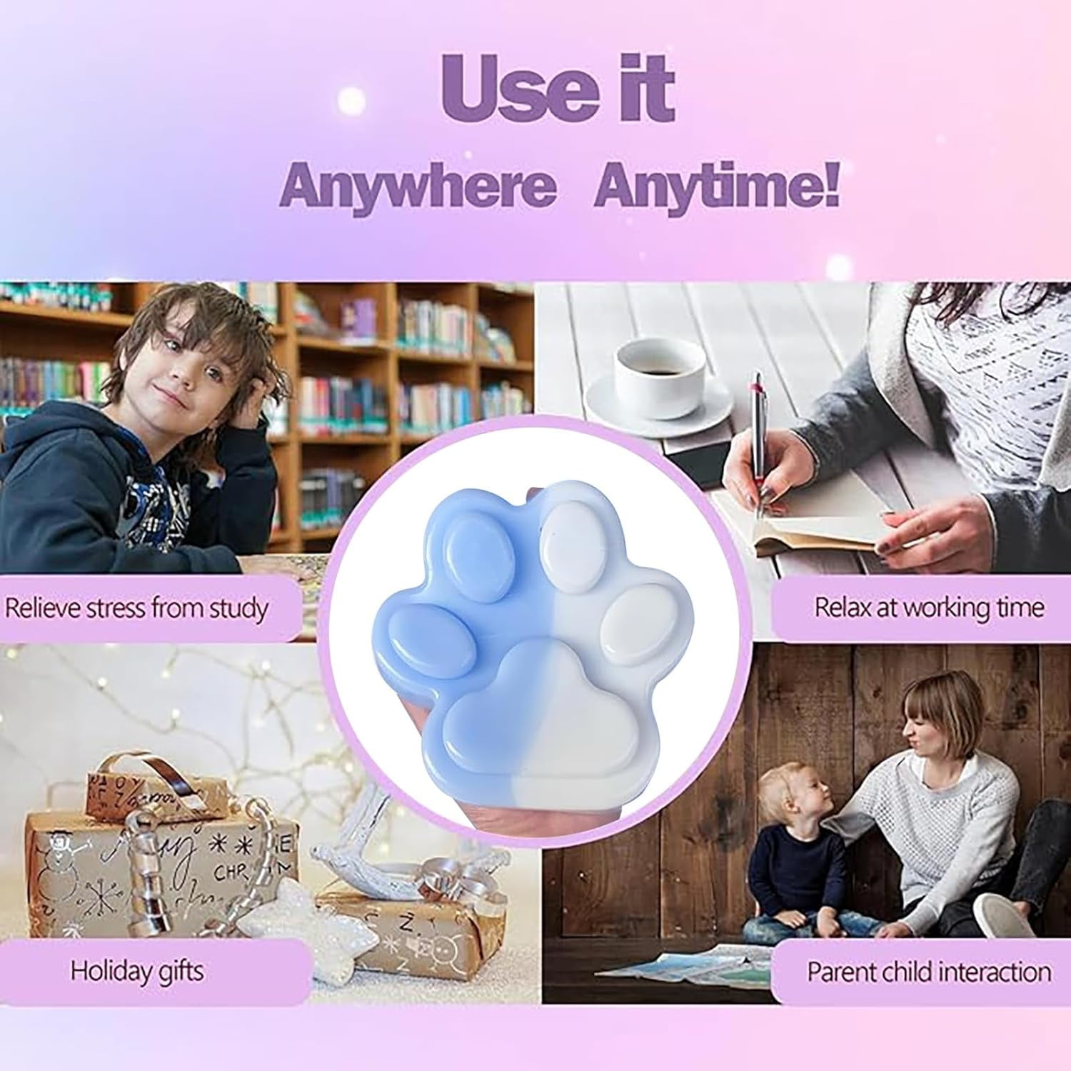 Taba Squishy Cat Paw Squeeze Toys for Kids, Kawaii Squishy Fidget Toys ...