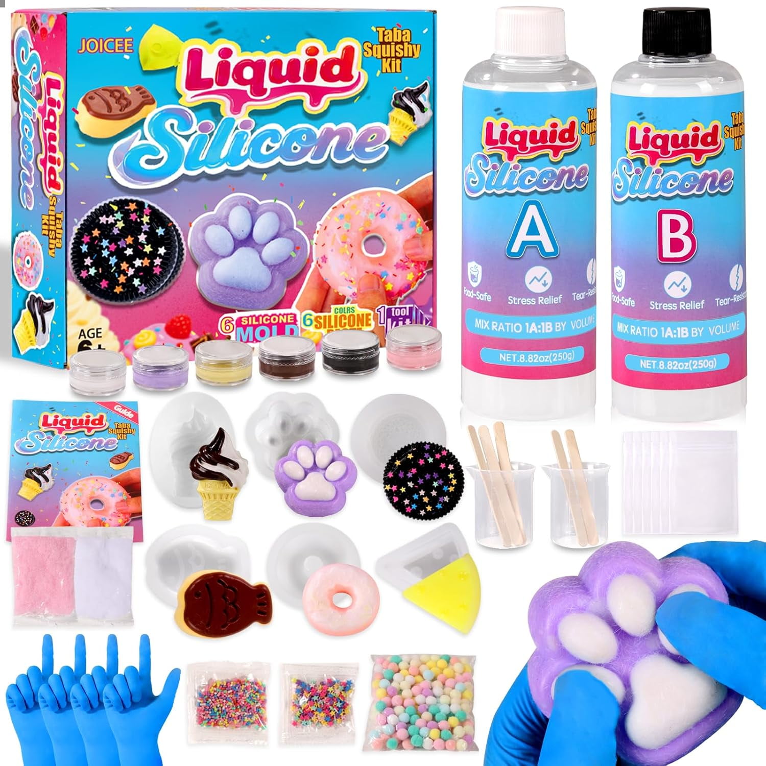 Taba Squishy Kit, DIY Squishy Making Kit 18OZ 1:1 AB Liquid Silicone ...