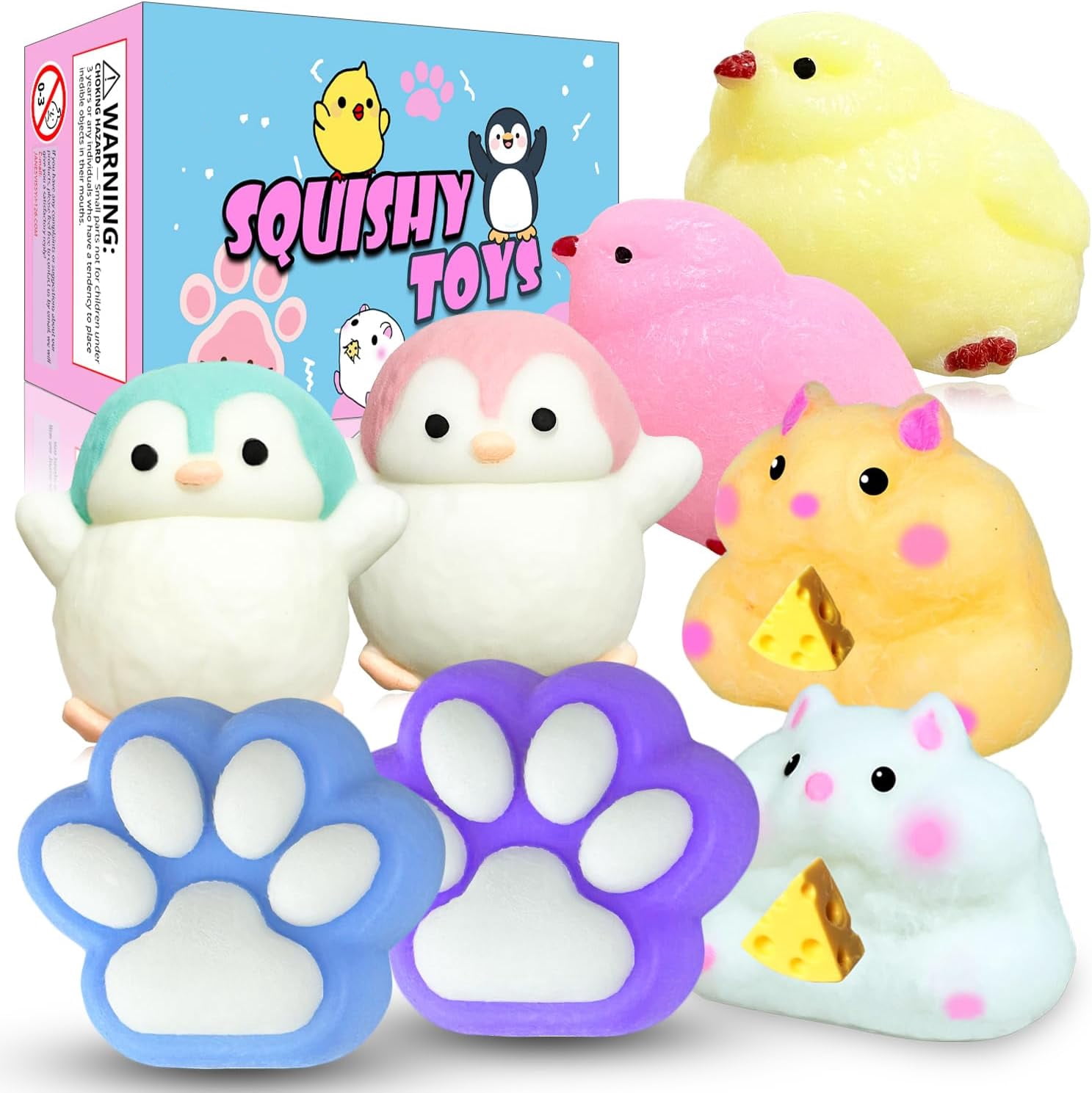Taba Squishy Pack - Squishies Include Penguins, Chick, Cat Paws ...