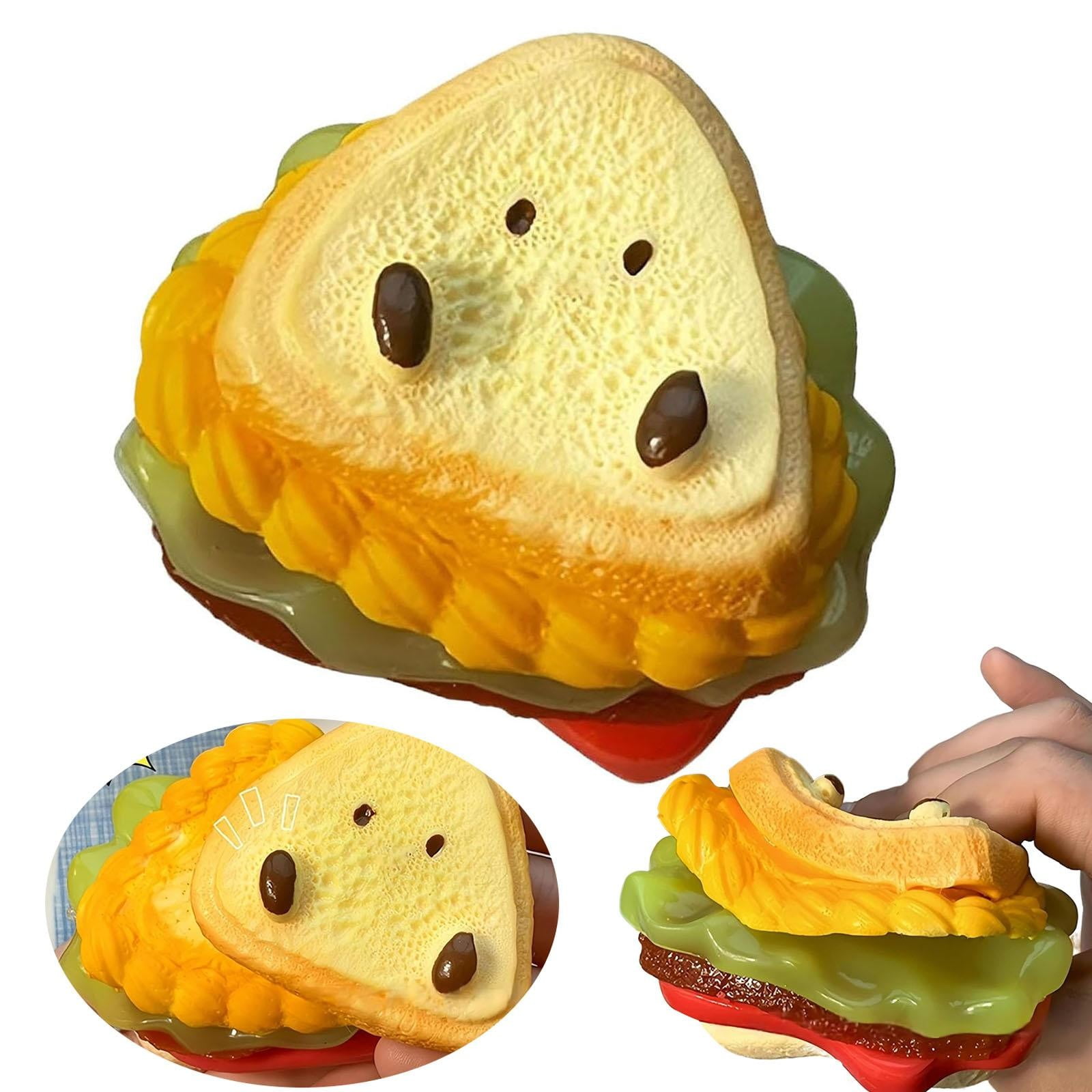Taba Squishy Sandwich Toy – Large Silicone Stretchy Food Fidget, Cute Puffer Fish-Inspired ...