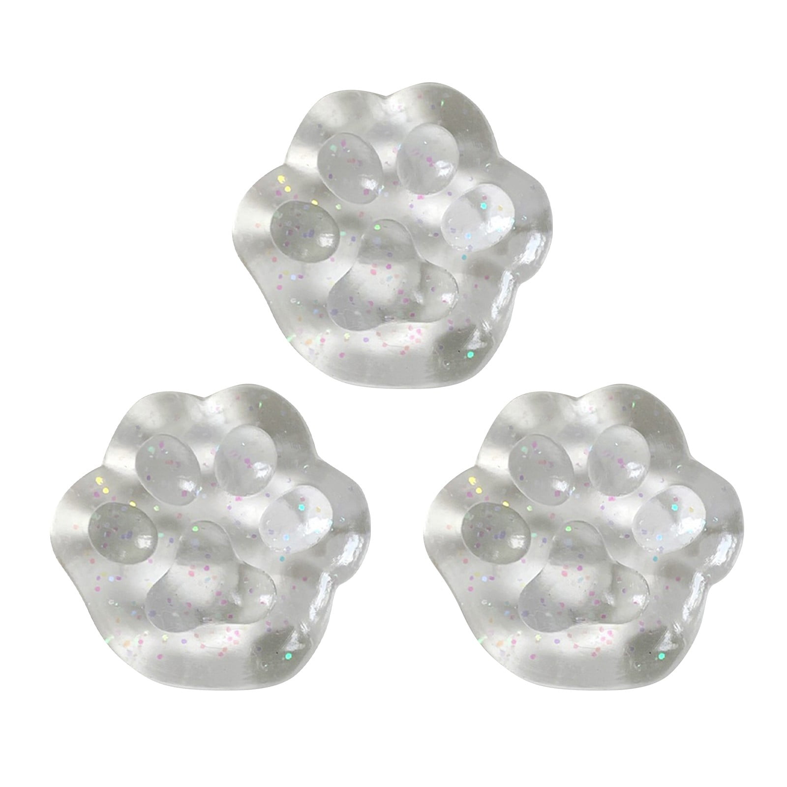 Taba Squishy Washable TPR Transparent Glitter Cat Paw Squishy, Ice Cube ...