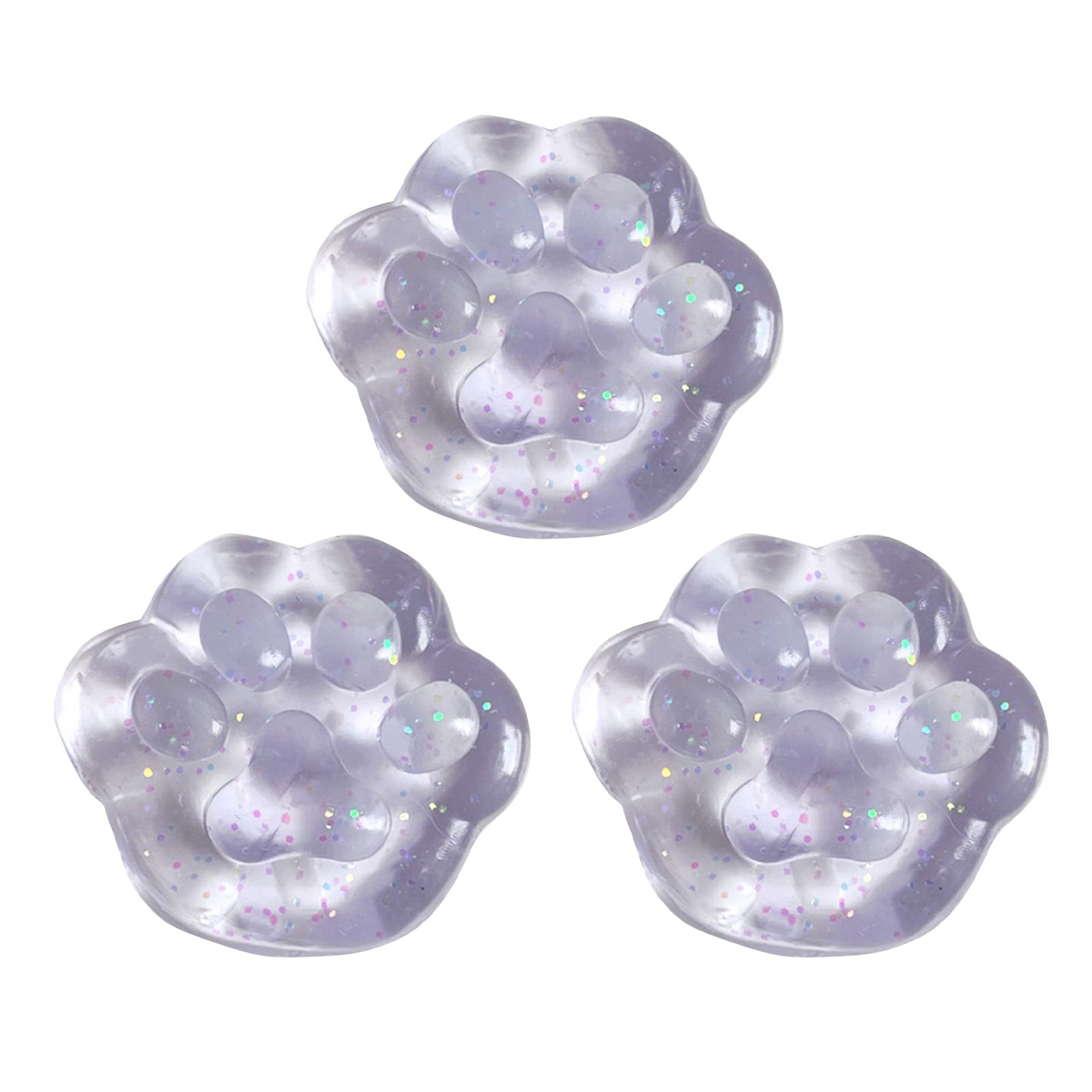 Taba Squishy Washable TPR Transparent Glitter Cat Paw Squishy, Ice Cube ...