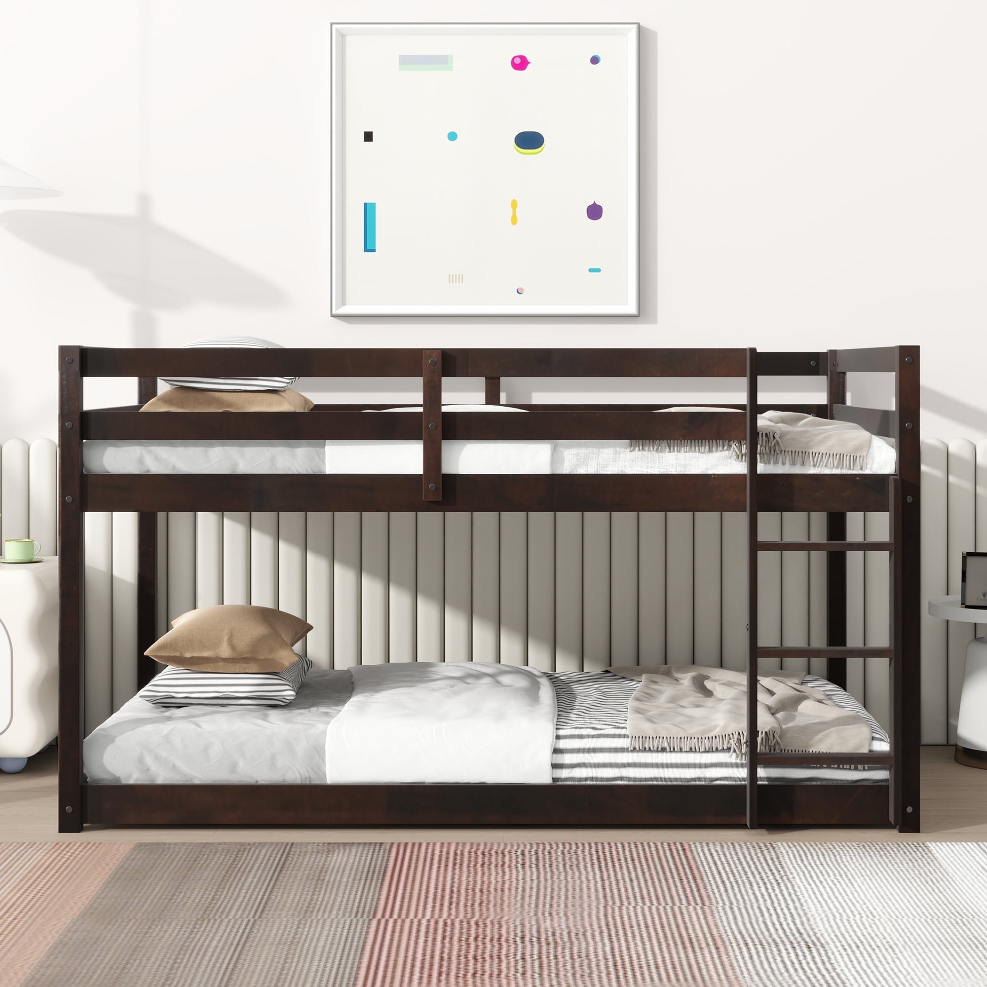 Tabacir Twin Over Twin Bunk Bed - Solid Rubber Wood Construction with ...
