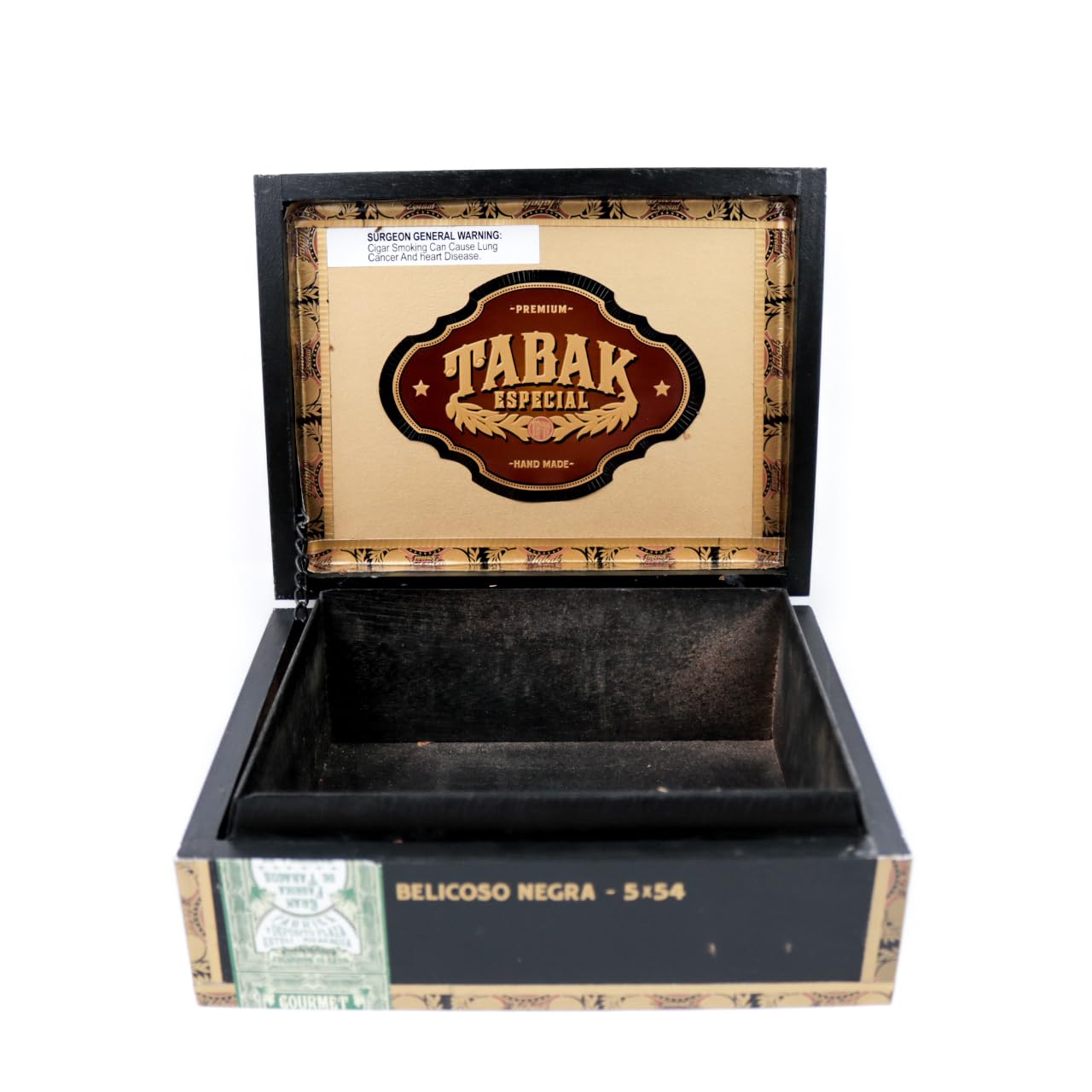 Tabak Especial Belicoso Negra Empty Wood Cigar Box 9" x 7" x 3.25 ...
