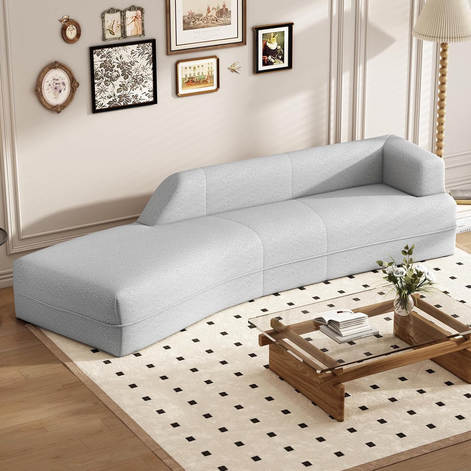 Tabaray 110" Curved Sofa Couch 4 Seat Corner Sofa, Contemporary Modern ...