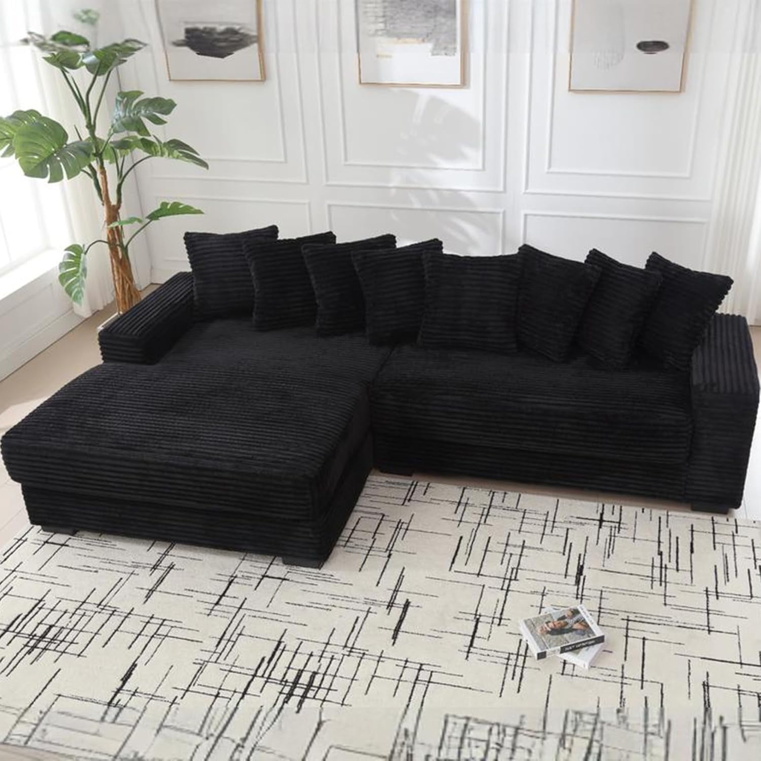Tabaray 111'' Modern Sectional Sofa, L-Shaped Corduroy Couch with Left ...