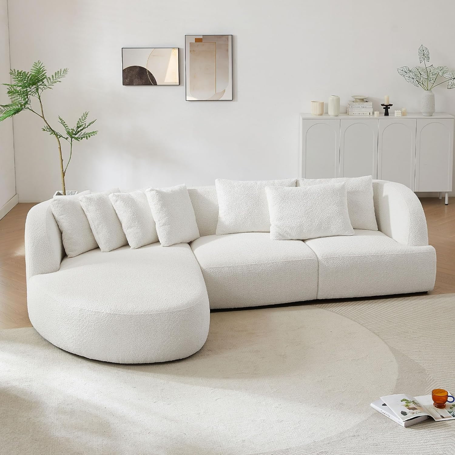 Tabaray 116" Modern Sofa Couch Curved Sofa Cloud Couch Sectional Sofa Corner Sofa for Living ...
