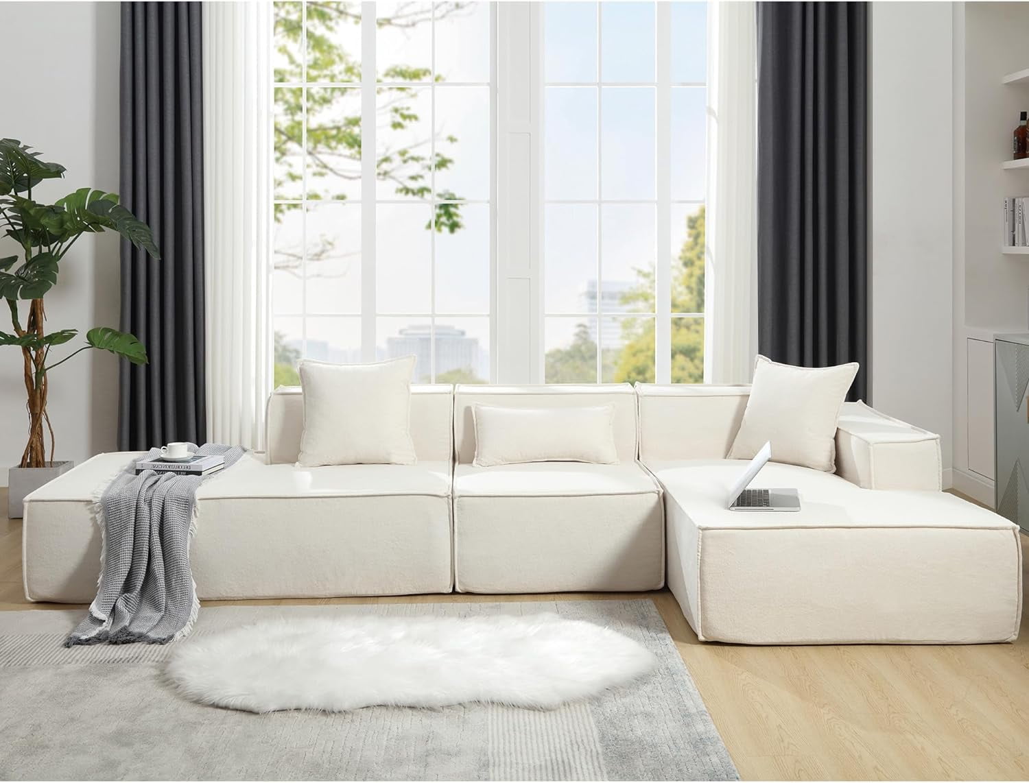 Tabaray 130'' L Shape Couch Modular Sectional Sofa, Modern Minimalist ...