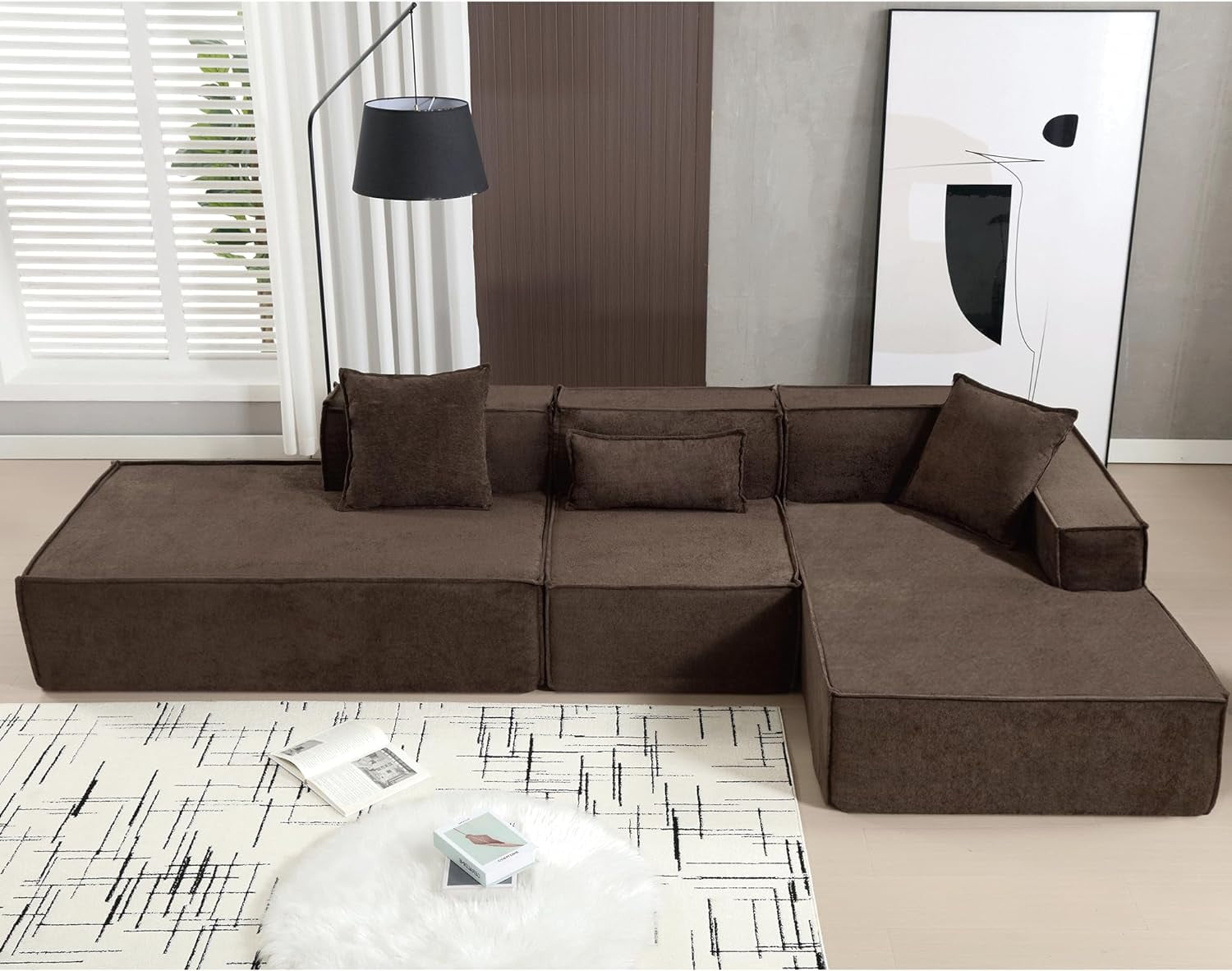 Tabaray 130'' L Shape Couch Modular Sectional Sofa, Modern Minimalist ...