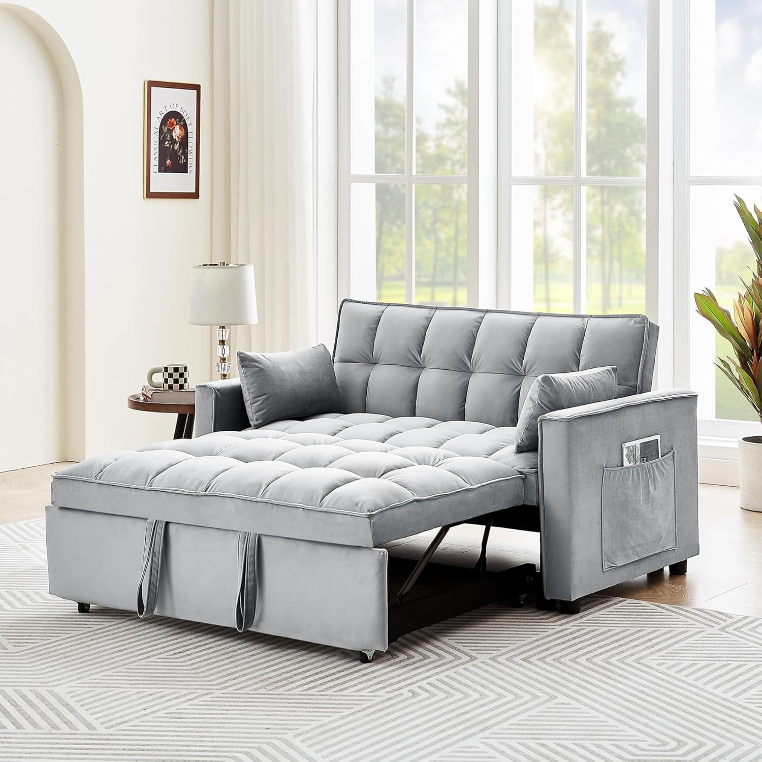 Tabaray 55.2" Loveseat Sofa Bed, Pull Out Bed Sleeper Sofa Couch ...