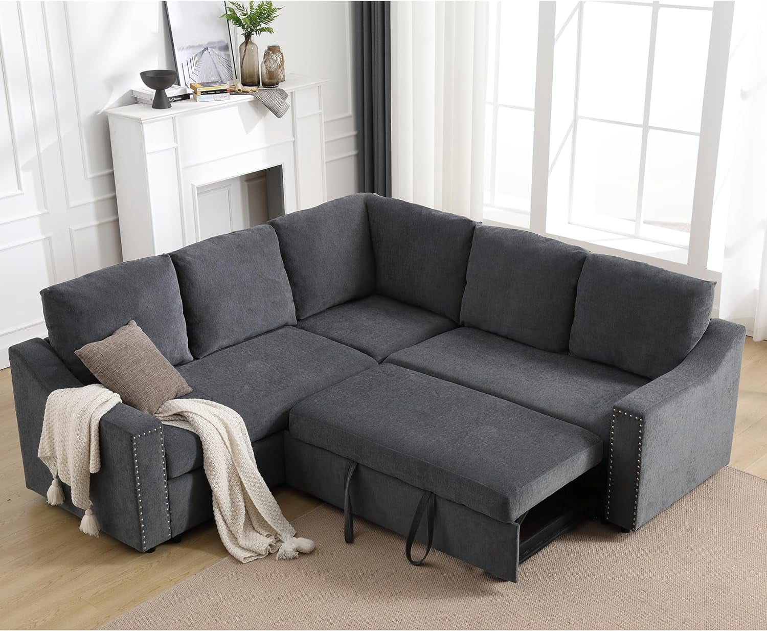 Tabaray 81.5'' Modular Sectional Sleeper Sofa with Pull Out Bed, L ...