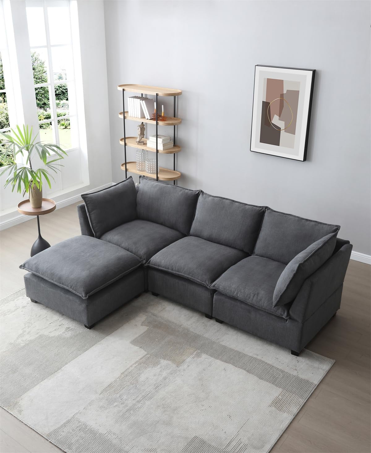 Tabaray 99.3" Sectional Sofa with Full Down Feather Cushions, Fabric 5 ...