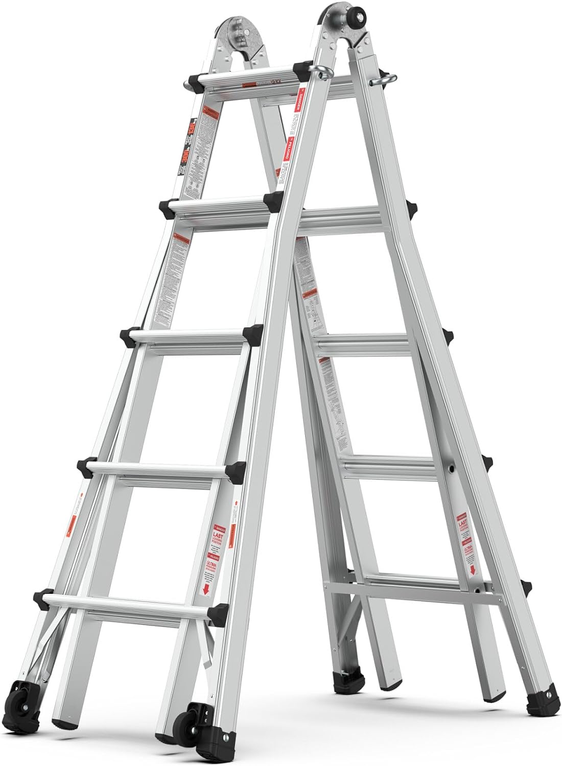 Tabaray Multi-Position Ladder with Wheels and Hinge Lock Adjusters, 22 ...