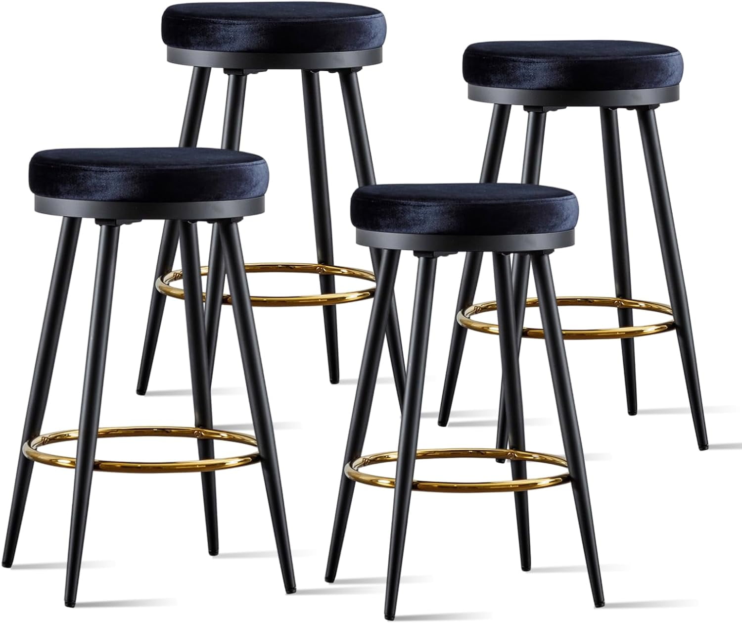 Tabaray Counter Height Bar Stools, 24 Inches Velvet Swivel Bar Stools ...
