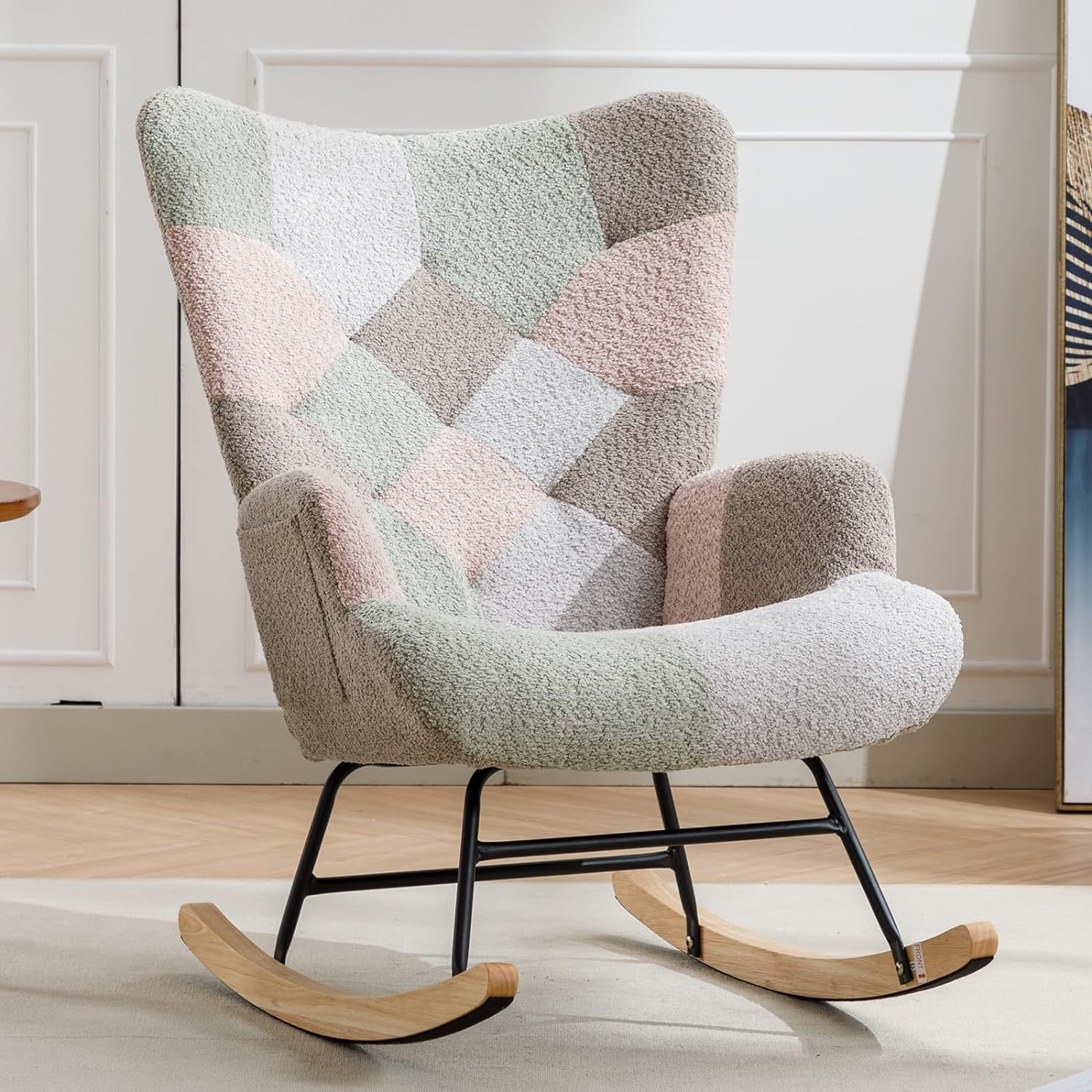 Tabaray Kids Rocking Chair Nursery, Modern Patchwork Rocking Armchair ...