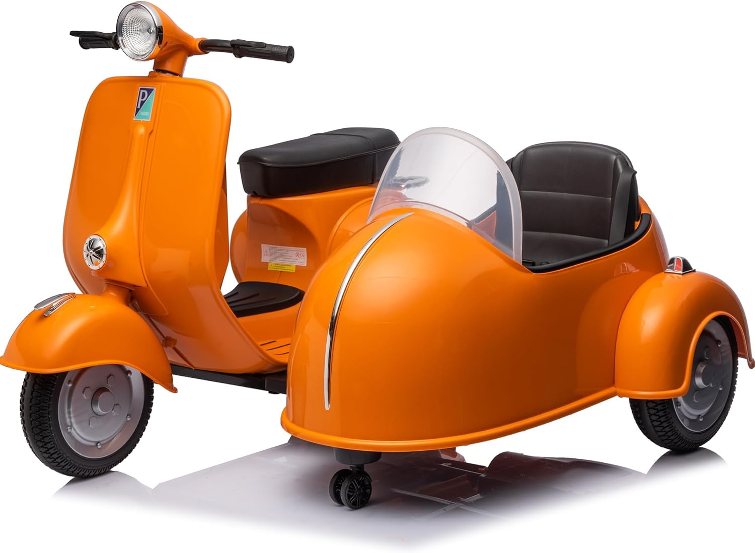 Tabaray 12V Licensed Vespa Motorcycle Powered Ride-On with Sidecar and ...