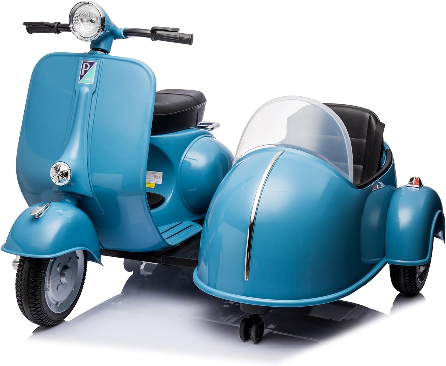Tabaray Licensed Vespa Electric Ride-On Motorcycle with Sidecar-12V/6V ...