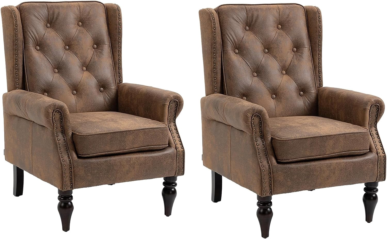 Tabaray Microfiber Accent Chair Set of 2, Modern Living Room Chairs ...