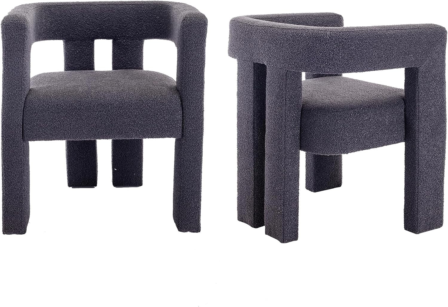 Tabaray Modern Boucle Dining Chair Set of 2, Sherpa Barrel Accent ...